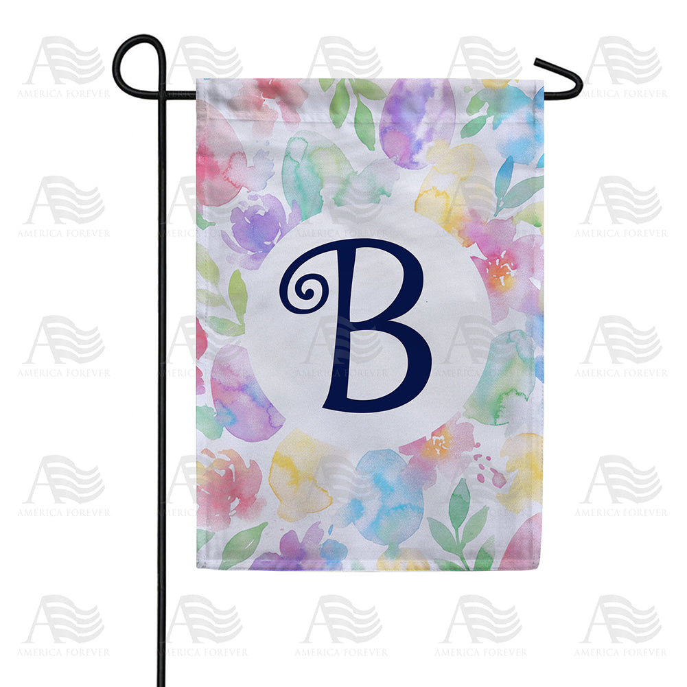 Watercolor Floral Monogram Double Sided Garden Flag 12.5" x 18 ...