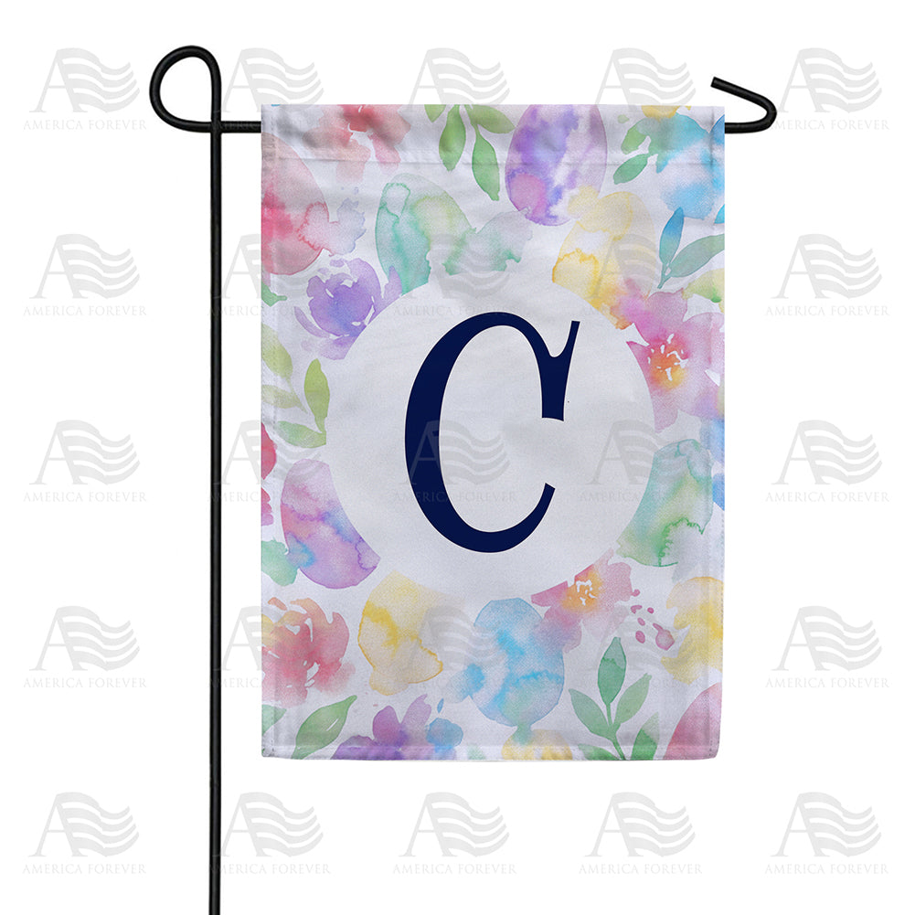 Watercolor Floral Monogram Double Sided Garden Flag 12.5" x 18 ...