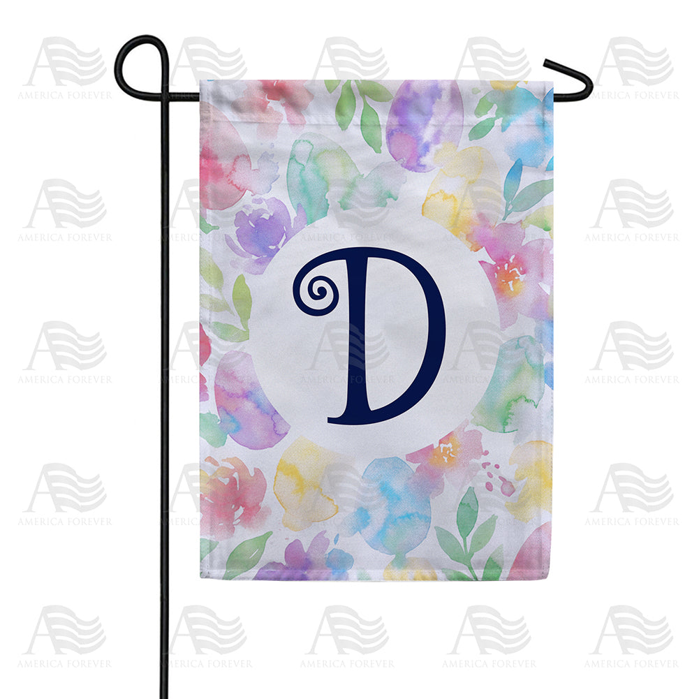 Watercolor Floral Monogram Double Sided Garden Flag 12.5" x 18 ...