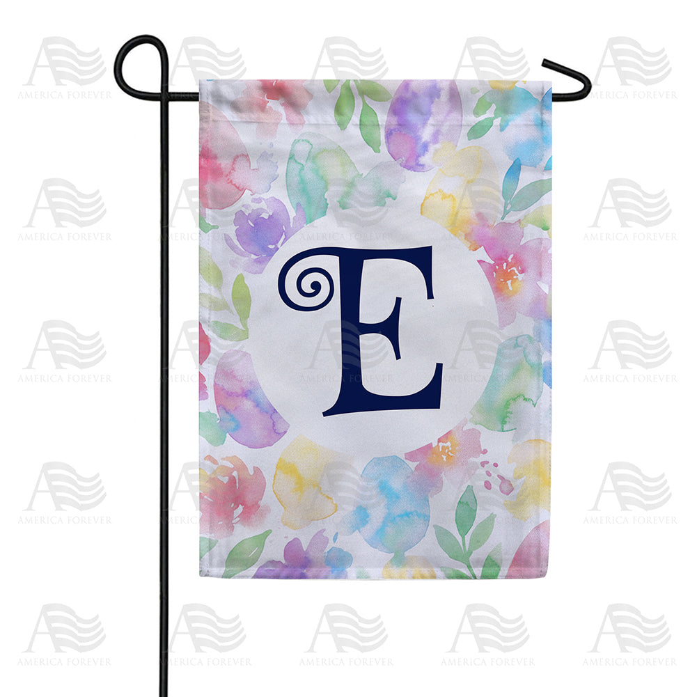 Watercolor Floral Monogram Double Sided Garden Flag 12.5" x 18 ...