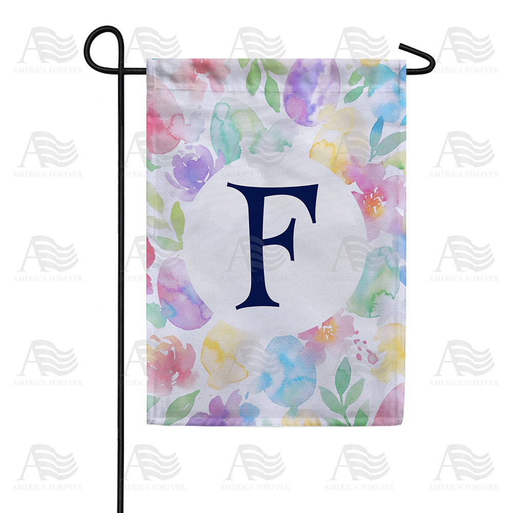 Watercolor Floral Monogram Double Sided Garden Flag 12.5" x 18 ...