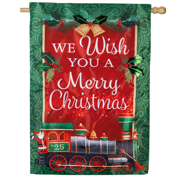 Evergreen North Pole Express Applique House Flag - Flagsrus.org