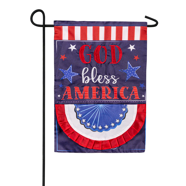 Evergreen Patriotic God Bless America Appliqued Garden Flag: Flagsrus ...