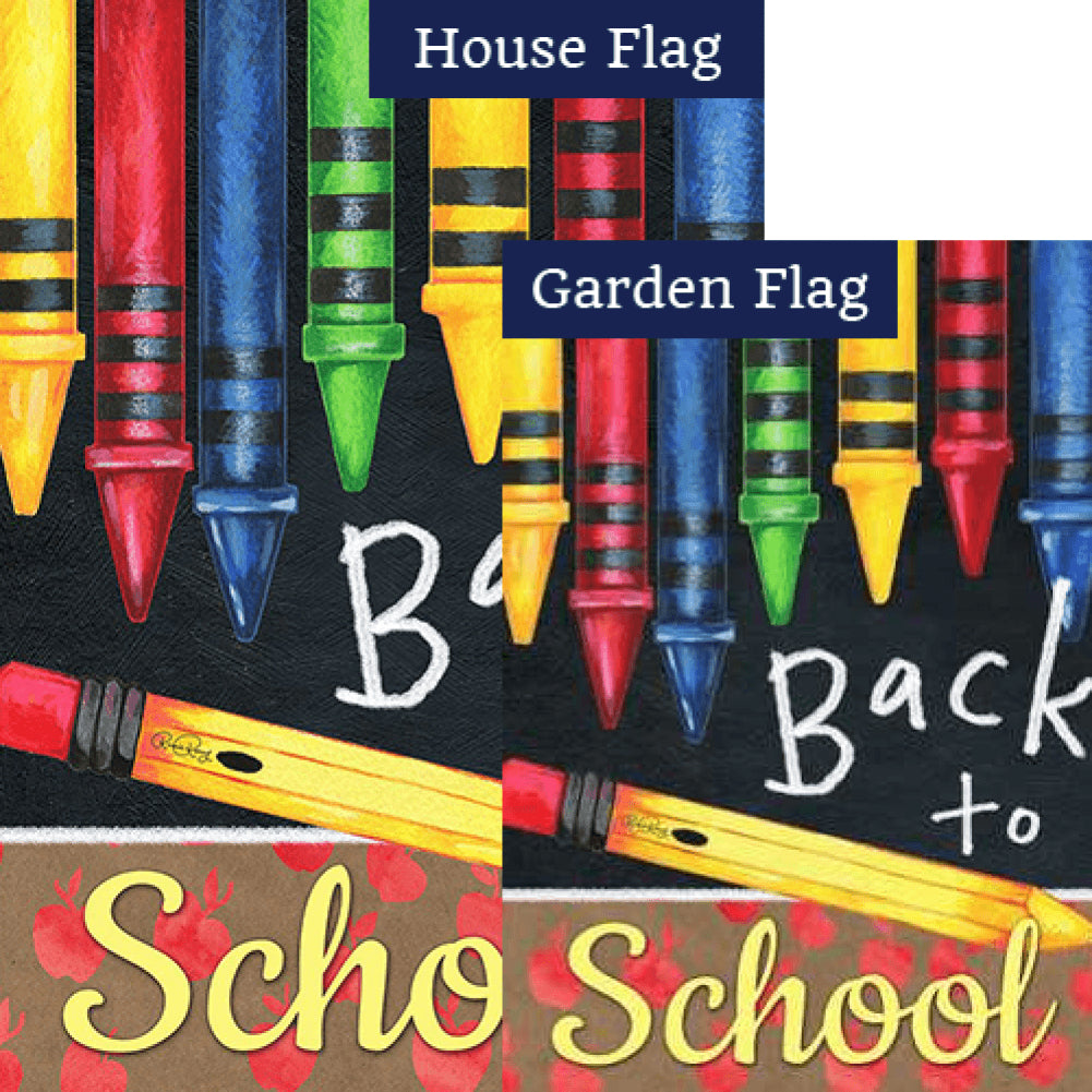 Toland Back to School Crayons Flags Set (2 Pieces): Flagsrus.org